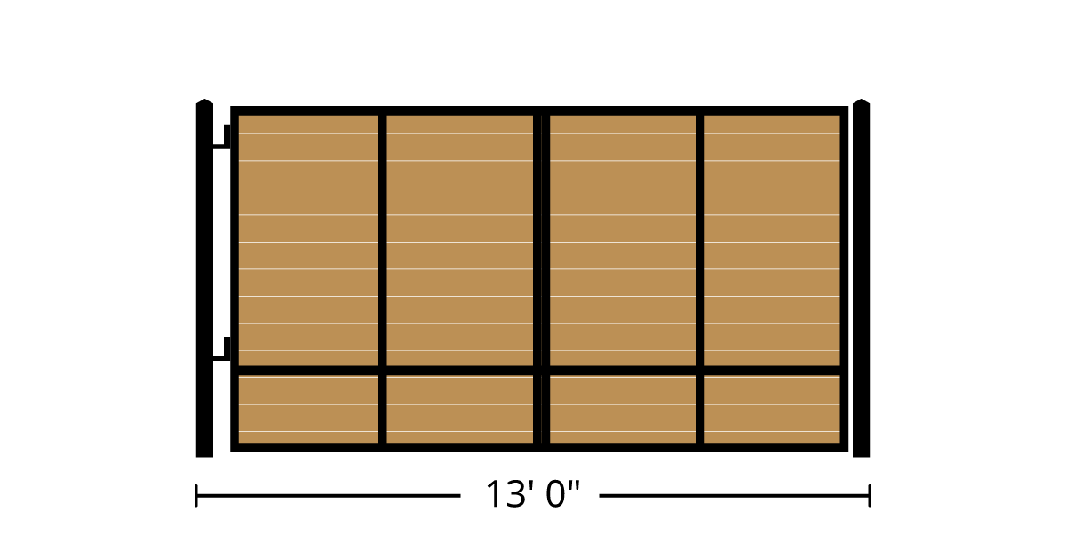 Gate | 13ft 0in Wide, Swing Kit, Solo Panel, Horizontal Ironwood ...