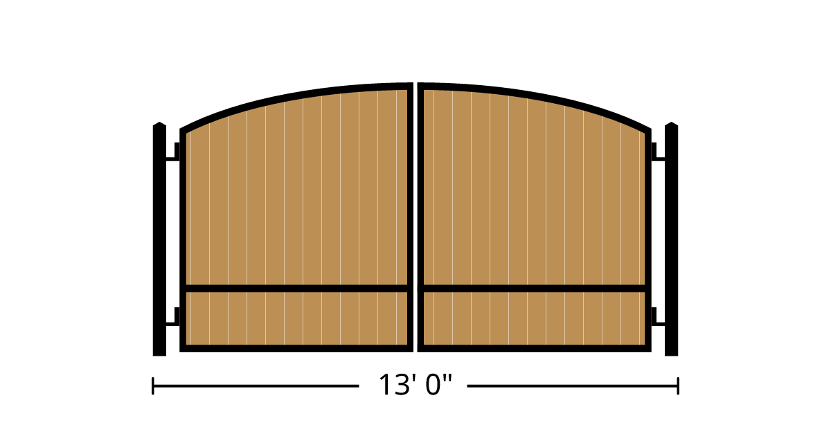 Gate | 13ft 0in Wide, Swing Kit, Dual Panels, Arch Style, Vertical ...