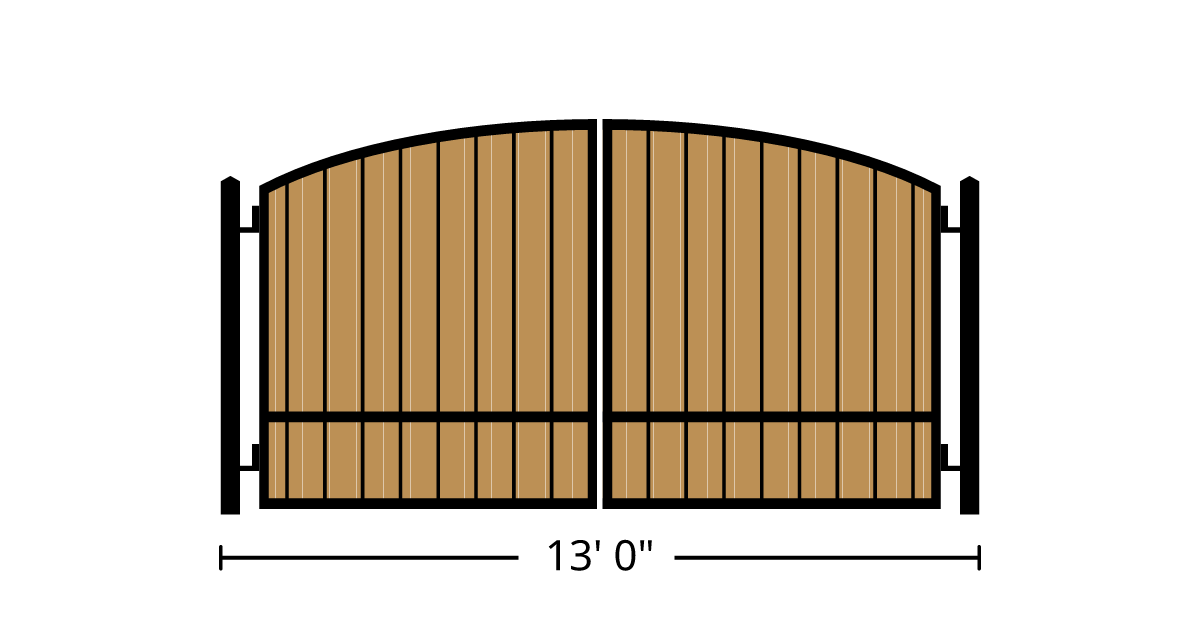 Gate | 13ft 0in Wide, Swing Kit, Dual Panels, Arch Style, Single ...