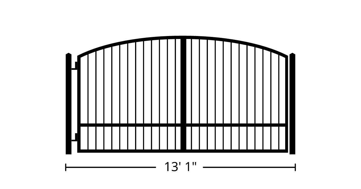 Gate | 13ft 1in Wide, Swing Kit, Solo Panel, Arch Style, Single Pickets ...