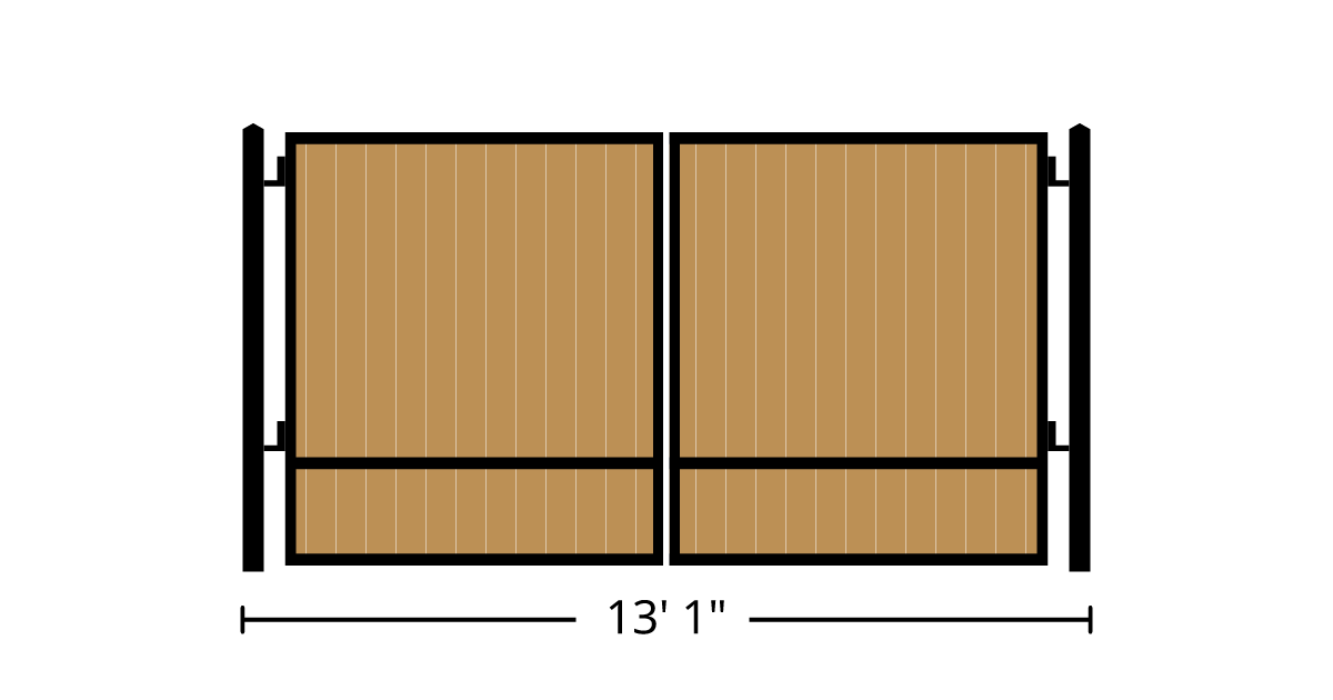 Gate | 13ft 1in Wide, Swing Kit, Dual Panels, Vertical Ironwood, Manual ...