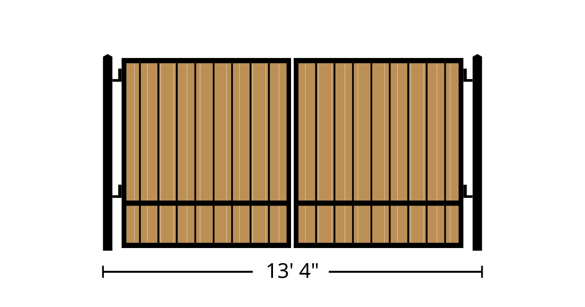 Gate | 13ft 4in Wide, Swing Kit, Dual Panels, Single Pickets, Vertical ...