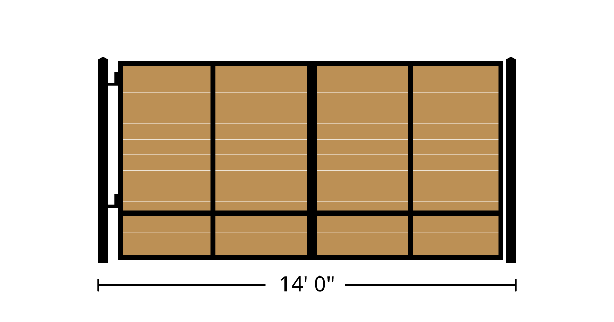 Gate | 14ft 0in Wide, Swing Kit, Solo Panel, Horizontal Ironwood ...