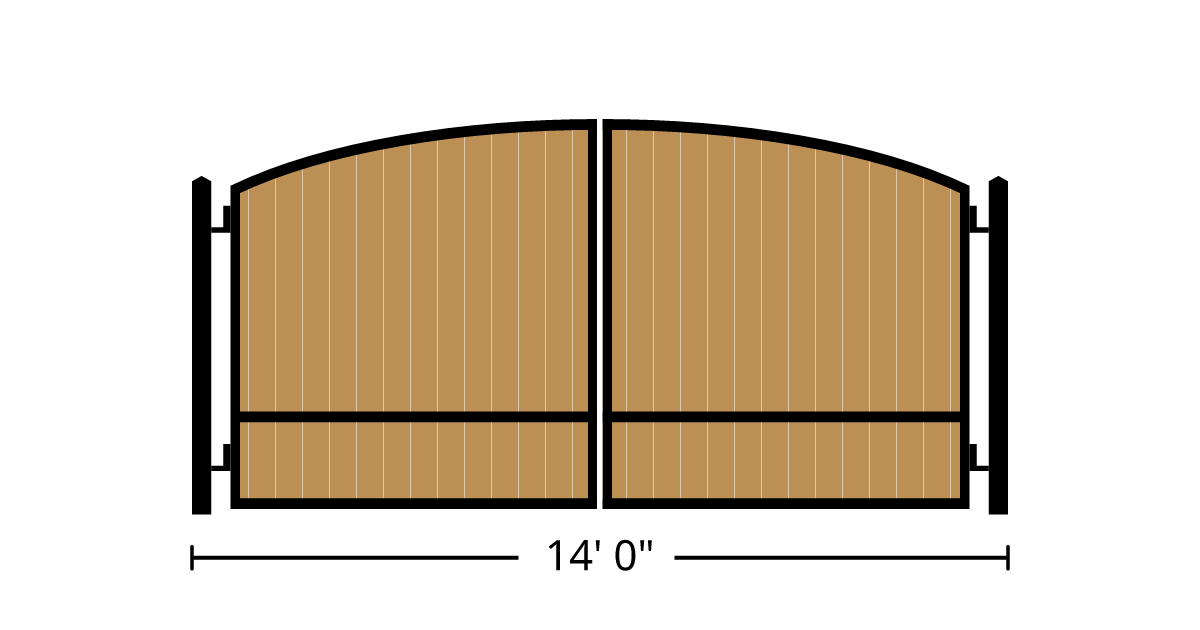 Gate | 14ft 0in Wide, Swing Kit, Dual Panels, Arch Style, Vertical ...