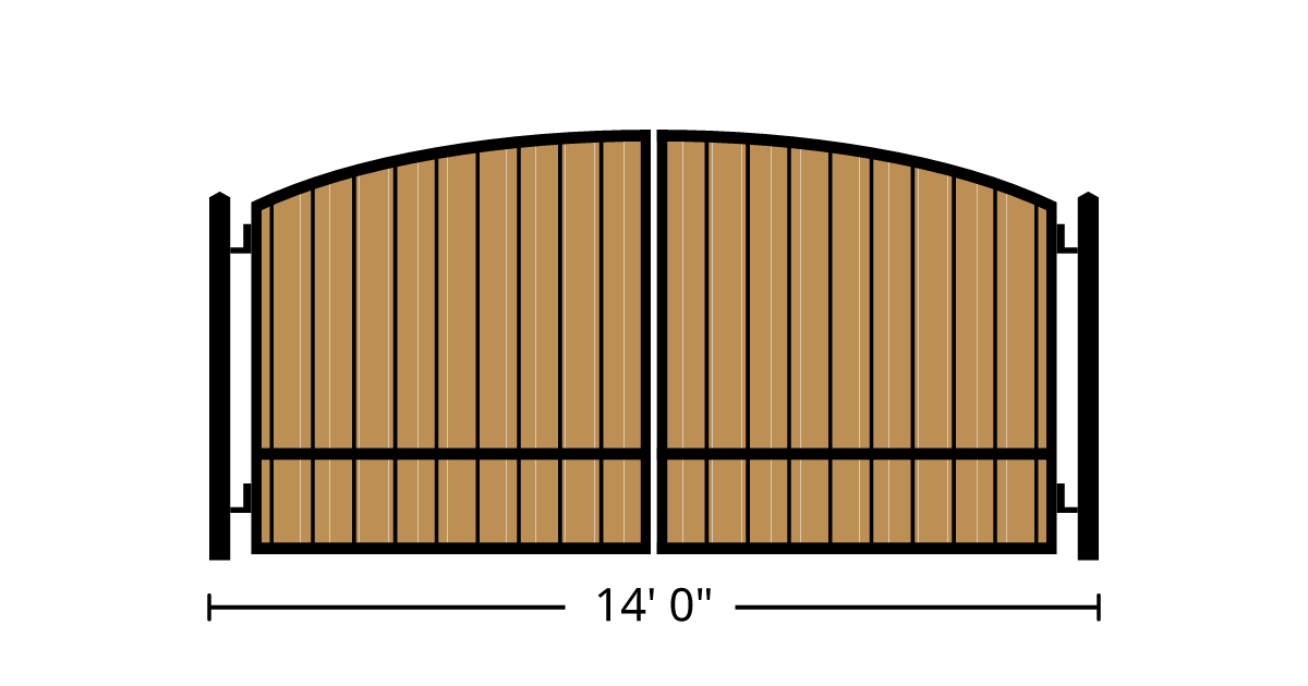 Gate | 14ft 0in Wide, Swing Kit, Dual Panels, Arch Style, Single ...