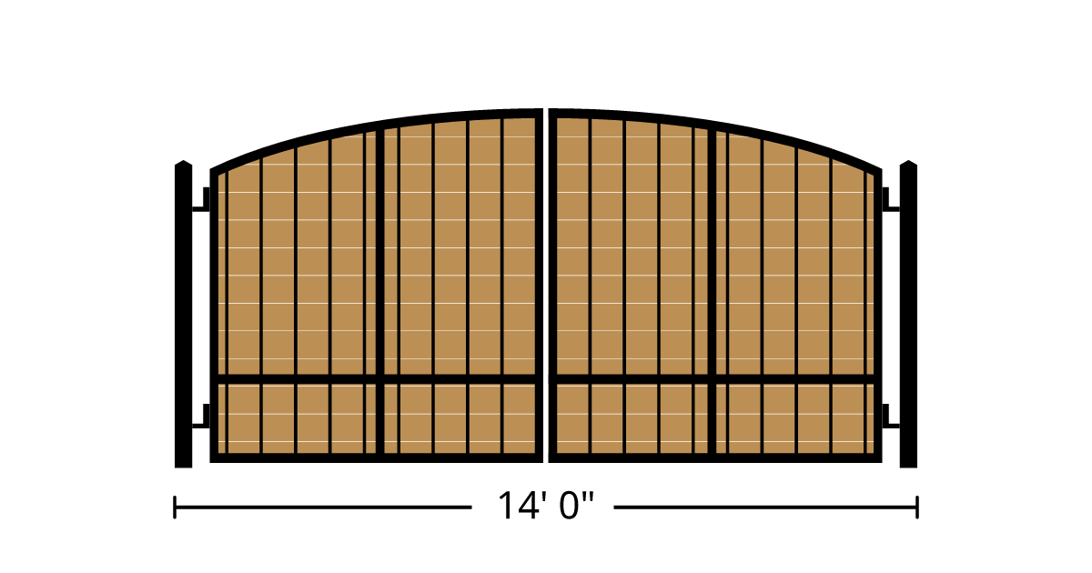 Gate | 14ft 0in Wide, Swing Kit, Dual Panels, Arch Style, Single ...