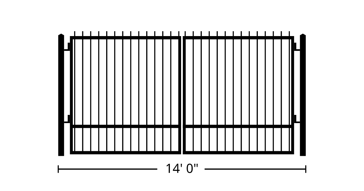 Gate | 14ft 0in Wide, Swing Kit, Dual Panels, Finials Style, Single ...