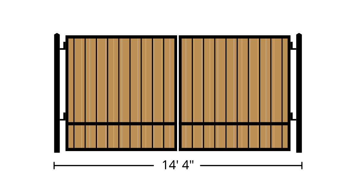 Gate | 14ft 4in Wide, Swing Kit, Dual Panels, Single Pickets, Vertical ...