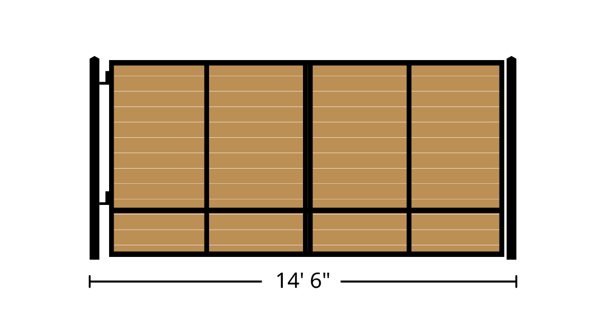 Gate | 14ft 6in Wide, Swing Kit, Solo Panel, Horizontal Ironwood ...