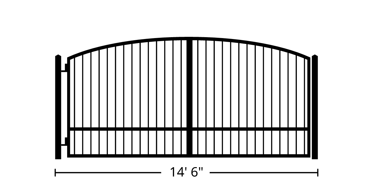 Gate | 14ft 6in Wide, Swing Kit, Solo Panel, Arch Style, Single Pickets ...