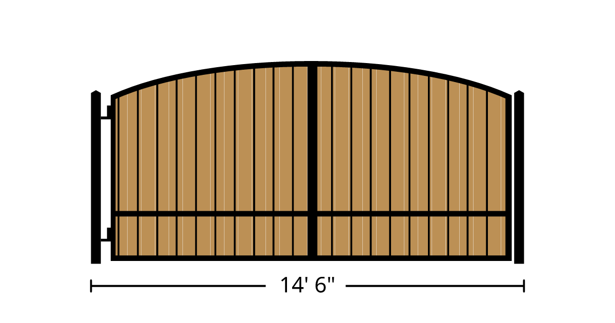 Gate | 14ft 6in Wide, Swing Kit, Solo Panel, Arch Style, Single Pickets ...