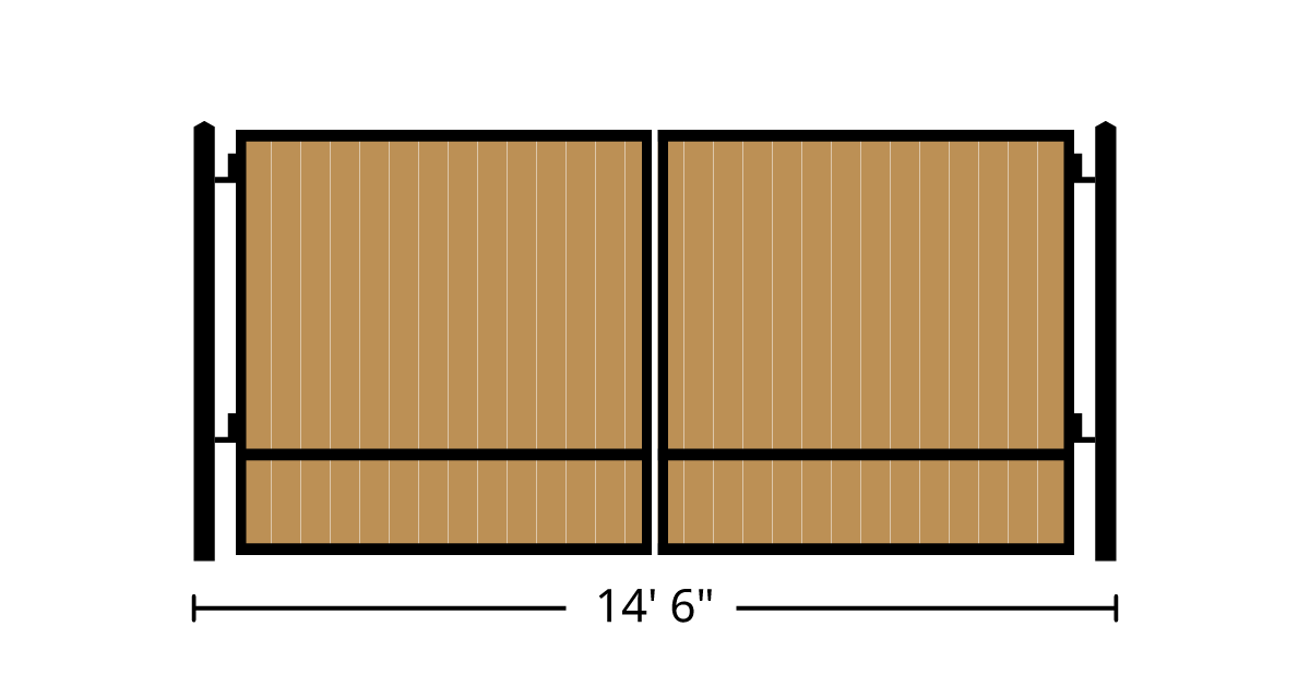 Gate | 14ft 6in Wide, Swing Kit, Dual Panels, Vertical Ironwood, Manual ...