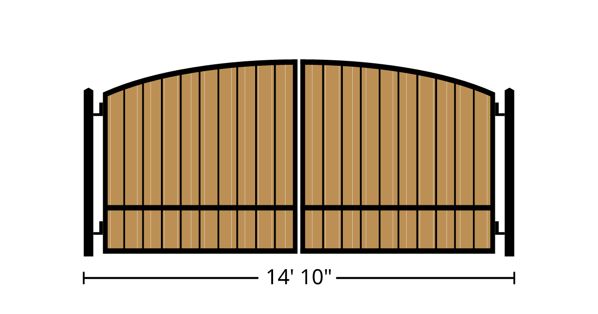Gate | 14ft 10in Wide, Swing Kit, Dual Panels, Arch Style, Single ...