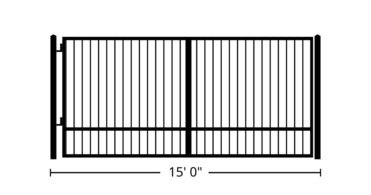 Gate | 15ft 0in Wide, Swing Kit, Solo Panel, Single Pickets, Automatic ...
