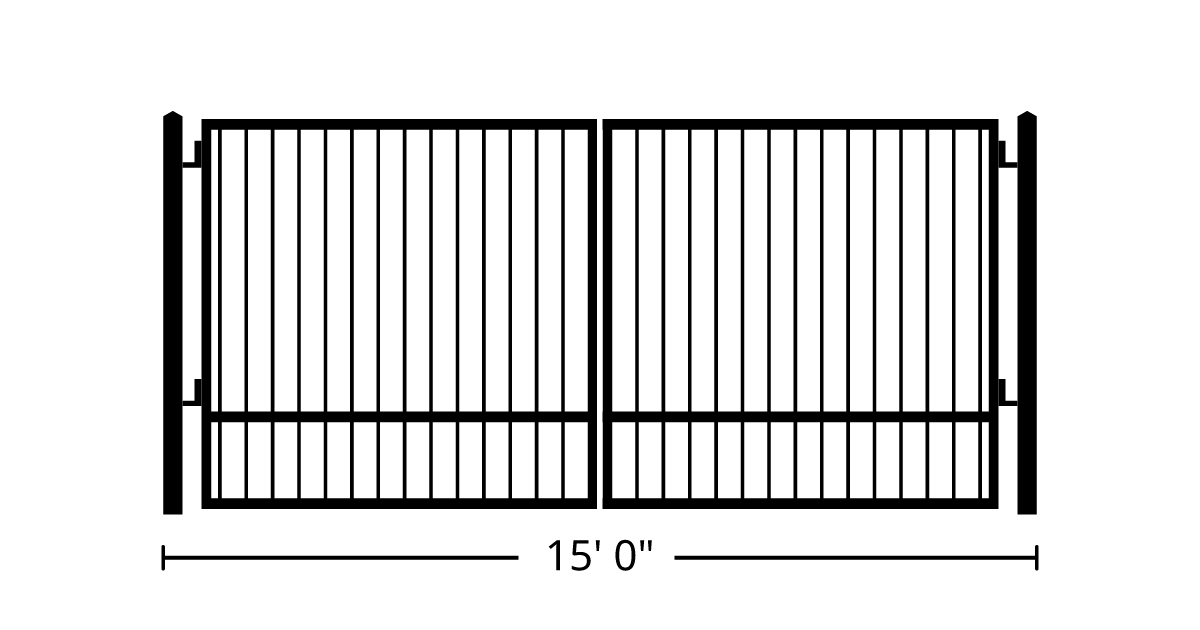 Gate | 15ft 0in Wide, Swing Kit, Dual Panels, Single Pickets, Manual ...