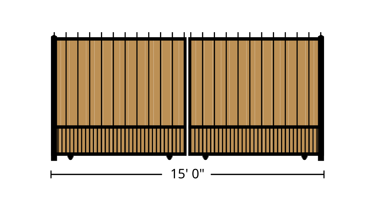 Gate | 15ft 0in Wide, Slide Kit, Dual Panels, Finials Style, Puppy ...