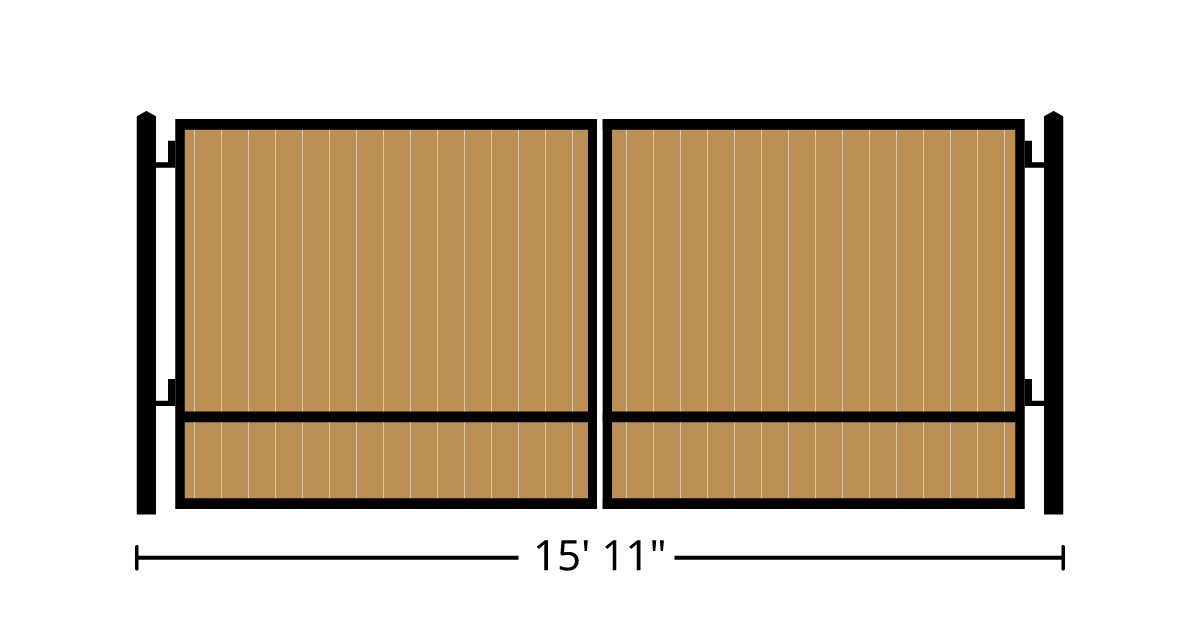 Gate | 15ft 11in Wide, Swing Kit, Dual Panels, Vertical Ironwood ...