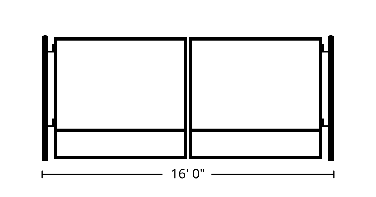 Gate | 16ft 0in Wide, Swing Kit, Dual Panels, Manual Access ...