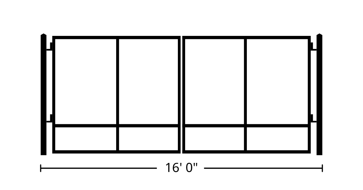 Gate | 16ft 0in Wide, Swing Kit, Dual Panels, DIY Wood, Manual Access ...