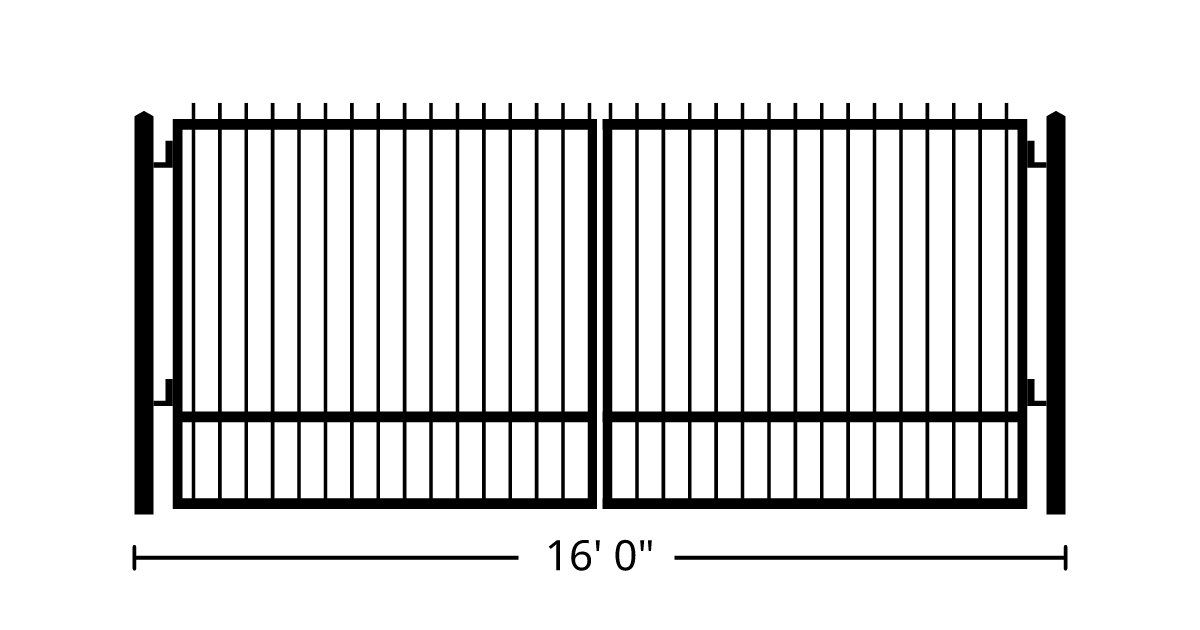 Gate | 16ft 0in Wide, Swing Kit, Dual Panels, Finials Style, Single ...