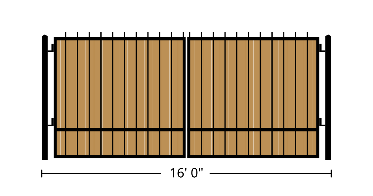 Gate | 16ft 0in Wide, Swing Kit, Dual Panels, Finials Style, Single ...