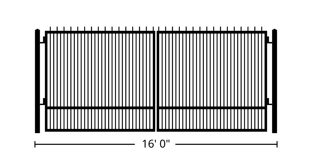 Gate | 16ft 0in Wide, Swing Kit, Dual Panels, Finials Style, Double ...
