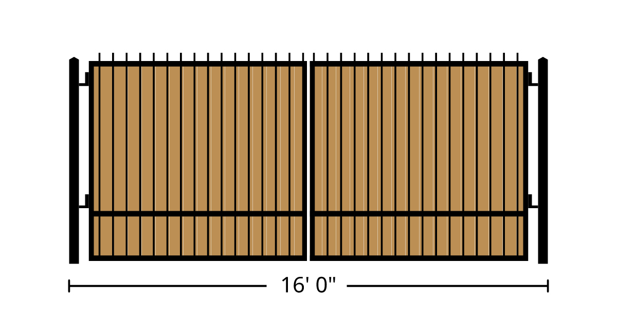 Gate | 16ft 0in Wide, Swing Kit, Dual Panels, Finials Style, Double ...