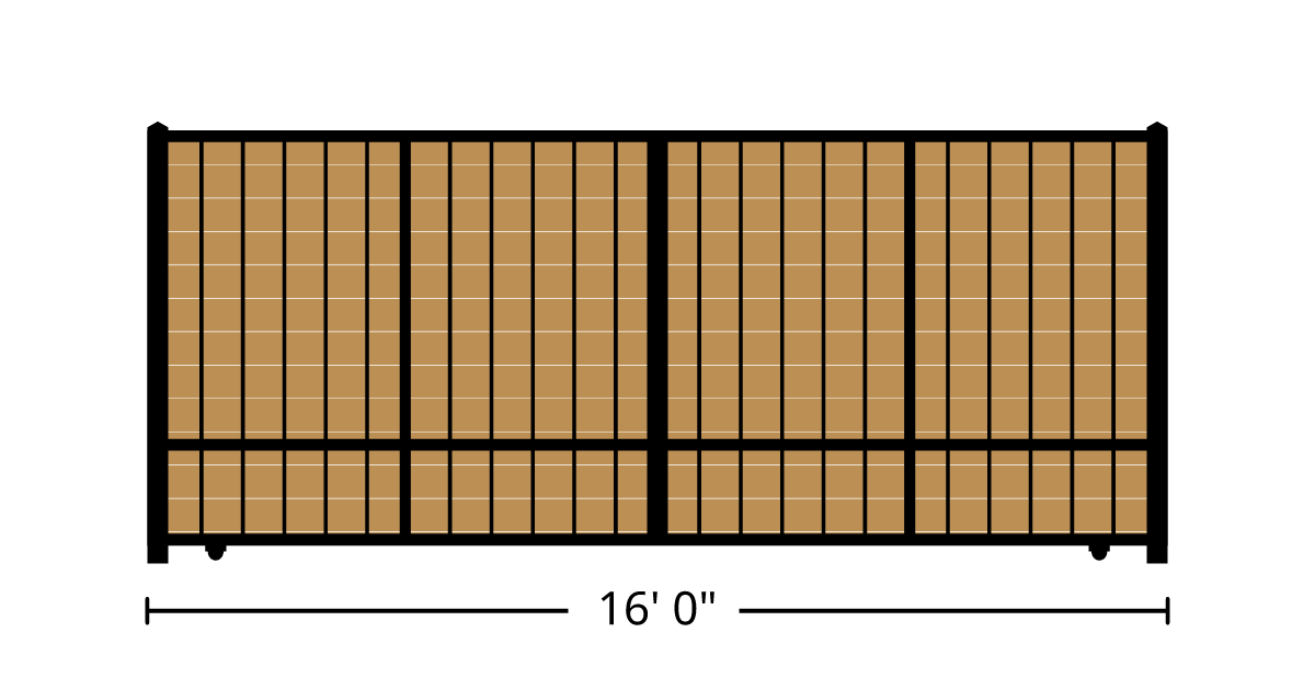 Gate | 16ft 0in Wide, Slide Kit, Solo Panel, Single Pickets, Horizontal ...