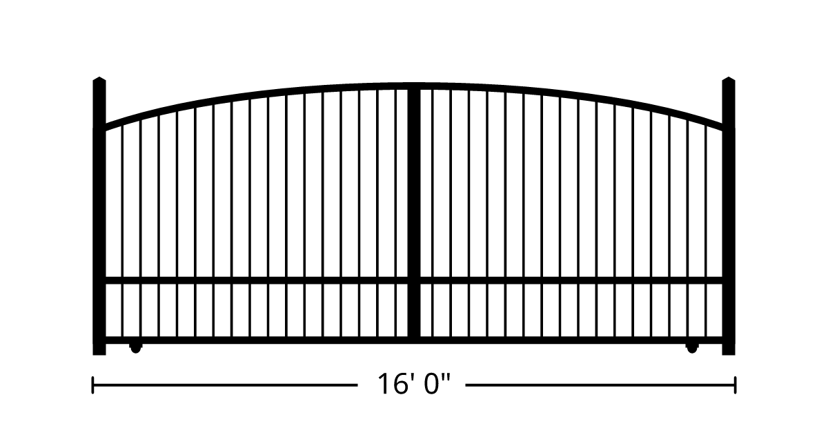 Gate | 16ft 0in Wide, Slide Kit, Solo Panel, Arch Style, Single Pickets ...