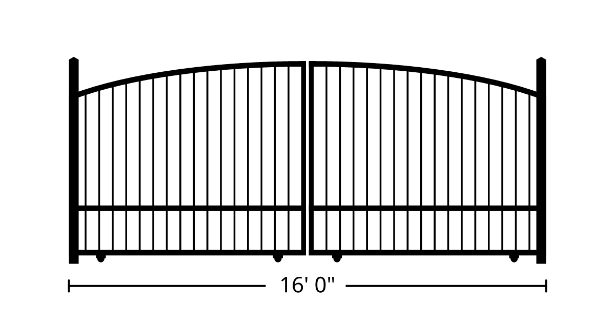 Gate | 16ft 0in Wide, Slide Kit, Dual Panels, Arch Style, Single ...