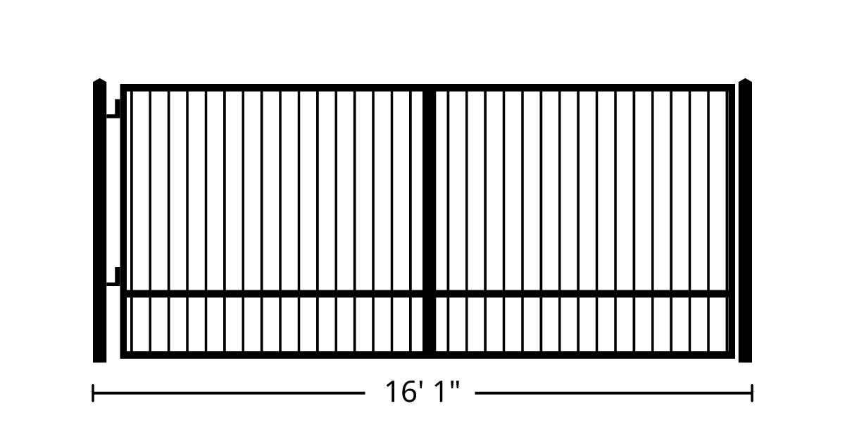 Gate | 16ft 1in Wide, Swing Kit, Solo Panel, Single Pickets, Manual ...
