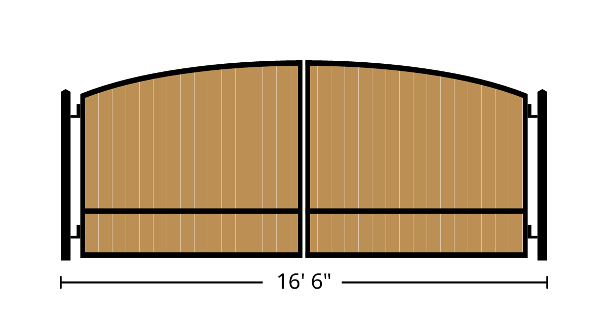 Gate | 16ft 6in Wide, Swing Kit, Dual Panels, Arch Style, Vertical ...