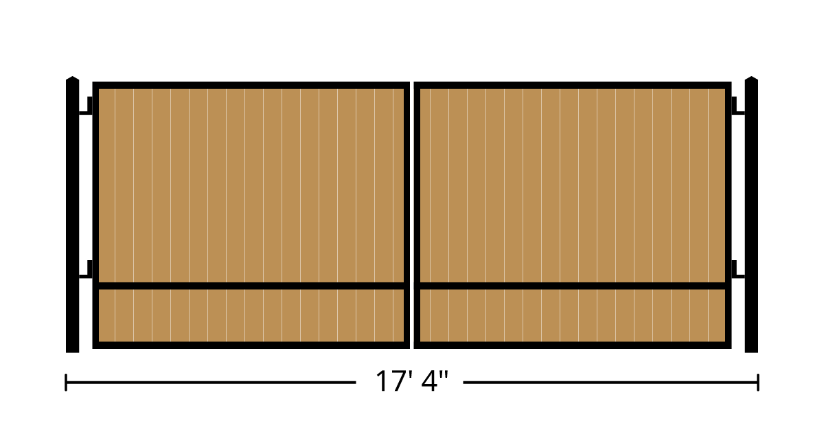 Gate | 17ft 4in Wide, Swing Kit, Dual Panels, Vertical Ironwood, Manual ...