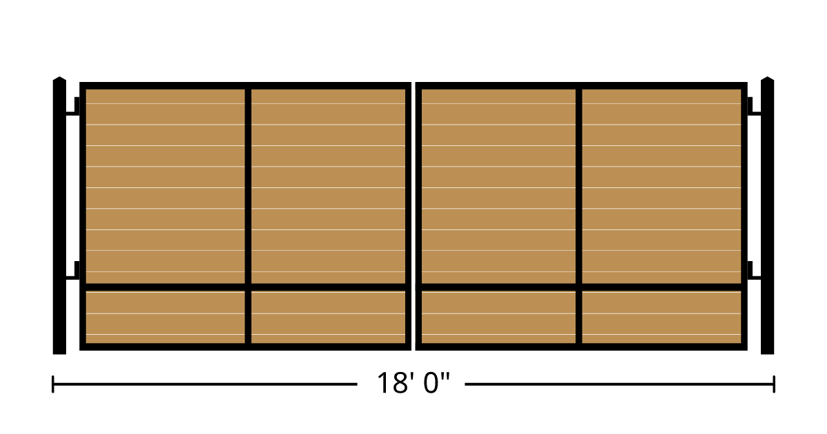 Gate | 18ft 0in Wide, Swing Kit, Dual Panels, Horizontal Ironwood ...