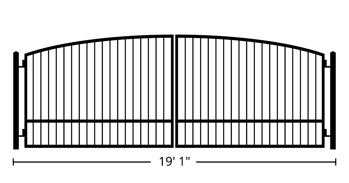 Gate | 19ft 1in Wide, Swing Kit, Dual Panels, Arch Style, Single ...
