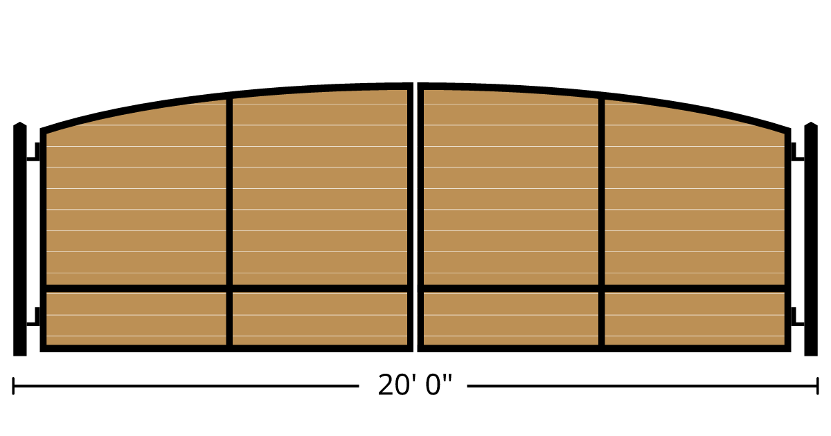 Gate | 20ft 0in Wide, Swing Kit, Dual Panels, Arch Style, Horizontal ...