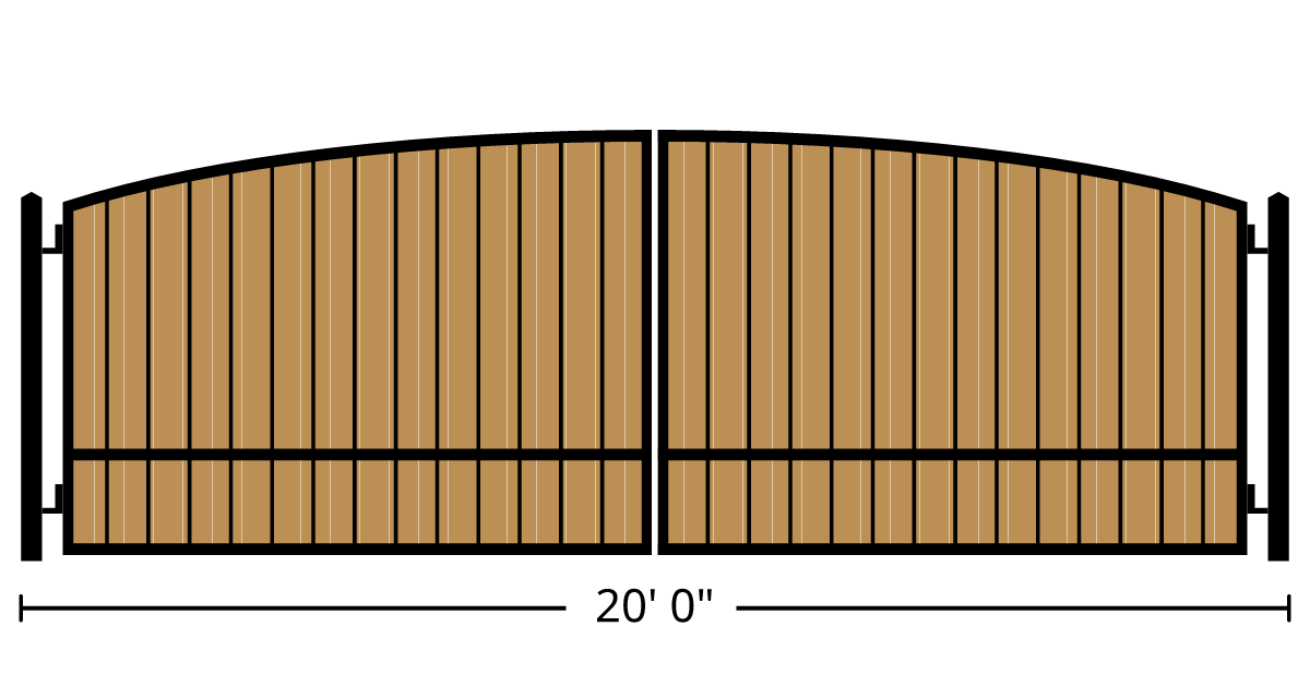 Gate | 20ft 0in Wide, Swing Kit, Dual Panels, Arch Style, Single ...