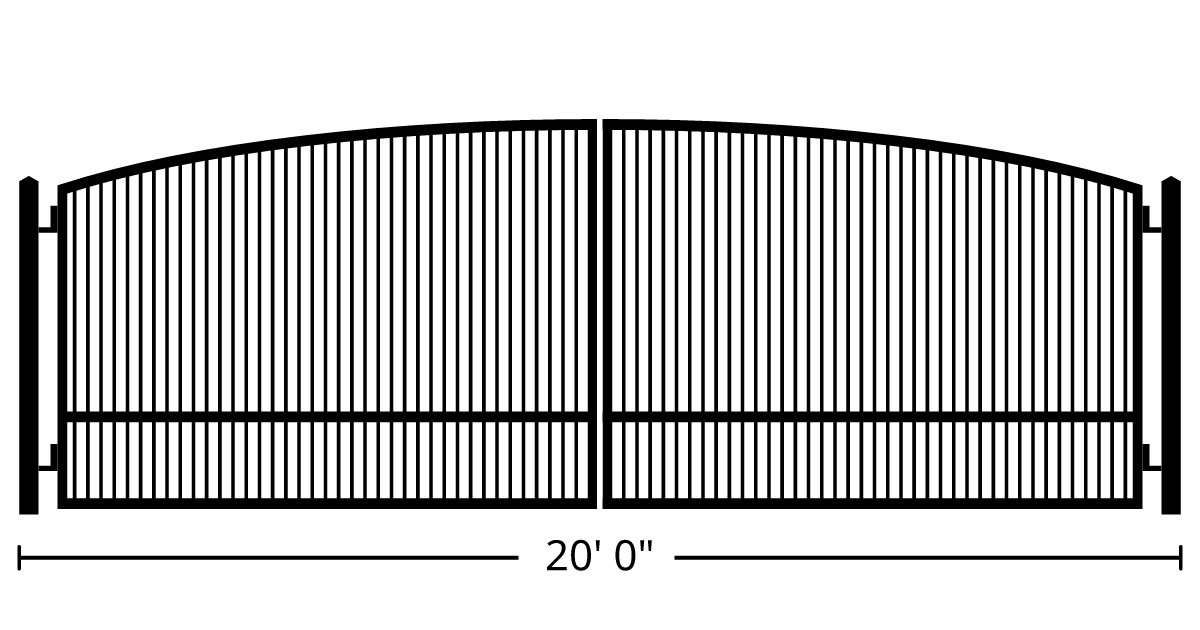 Gate | 20ft 0in Wide, Swing Kit, Dual Panels, Arch Style, Double ...