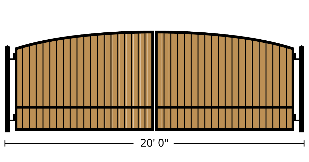 Gate | 20ft 0in Wide, Swing Kit, Dual Panels, Arch Style, Double ...