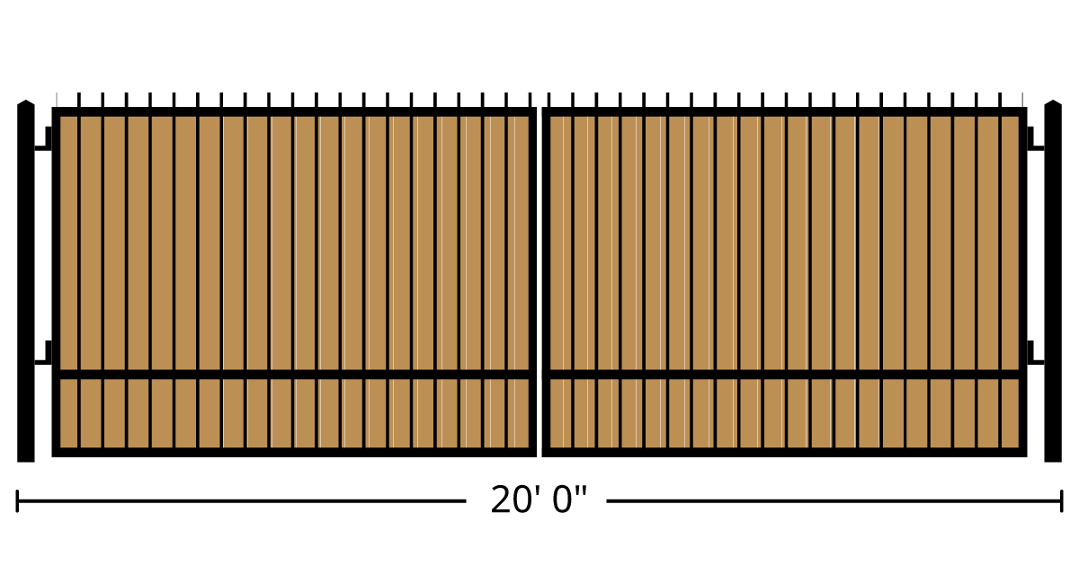 Gate | 20ft 0in Wide, Swing Kit, Dual Panels, Finials Style, Double ...
