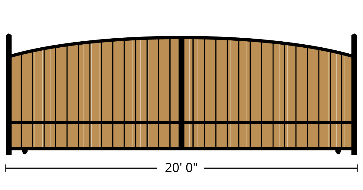 Gate | 20ft 0in Wide, Slide Kit, Solo Panel, Arch Style, Single Pickets ...