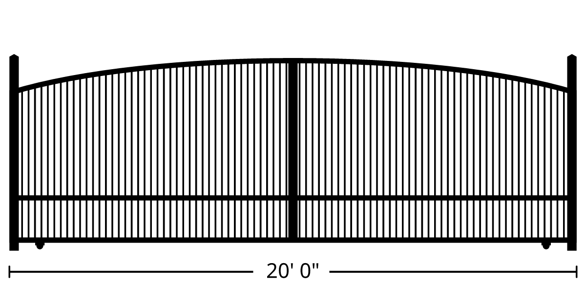 Gate | 20ft 0in Wide, Slide Kit, Solo Panel, Arch Style, Double Pickets ...