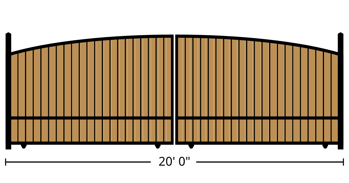 Gate | 20ft 0in Wide, Slide Kit, Dual Panels, Arch Style, Double ...