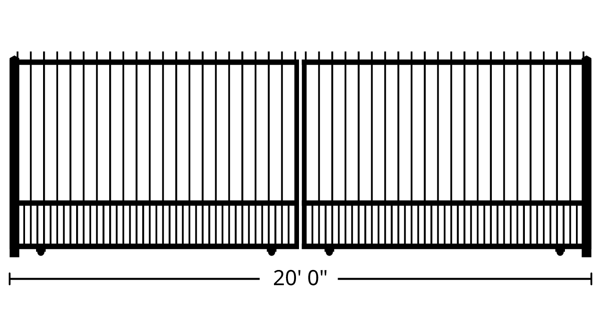 Gate | 20ft 0in Wide, Slide Kit, Dual Panels, Finials Style, Puppy ...