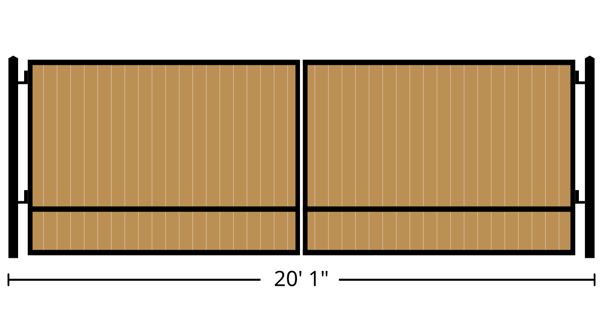 Gate | 20ft 1in Wide, Swing Kit, Dual Panels, Vertical Ironwood, Manual ...