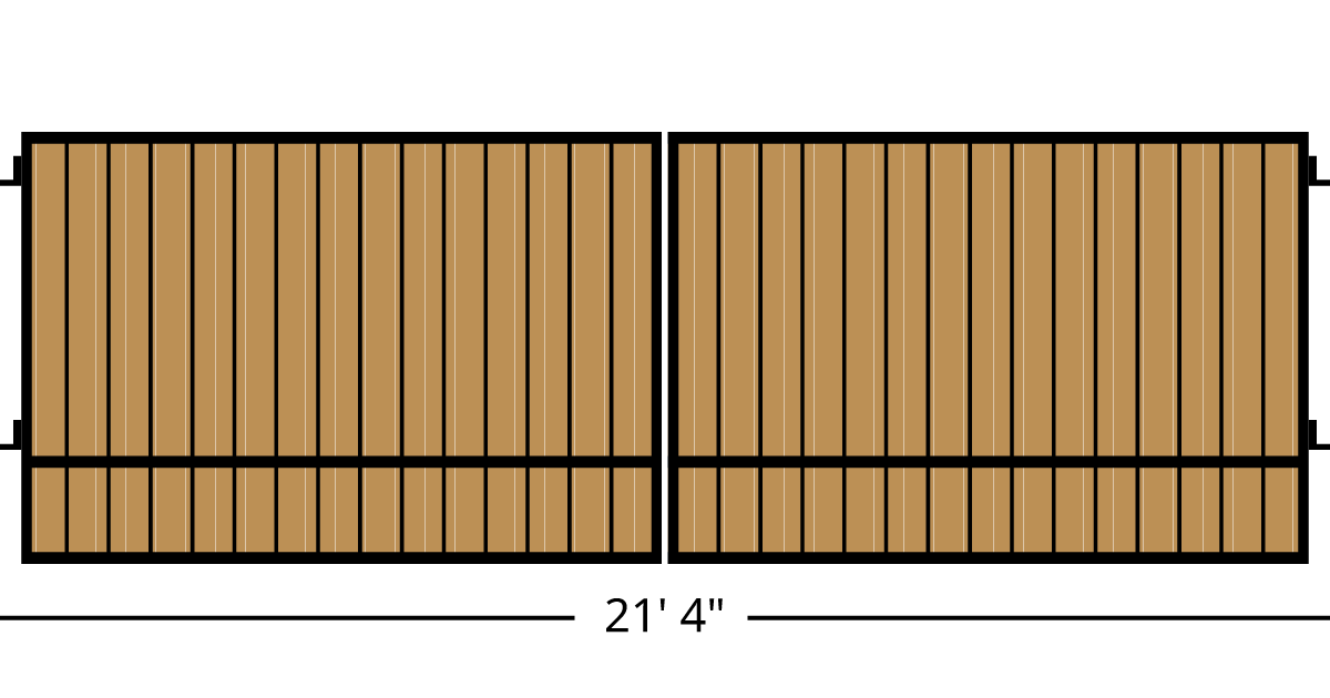 Gate | 21ft 4in Wide, Swing Kit, Dual Panels, Single Pickets, Vertical ...