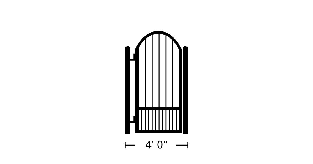 Gate | 4ft 0in Wide, Swing Kit, Solo Panel, Arch Style, Puppy Pickets ...