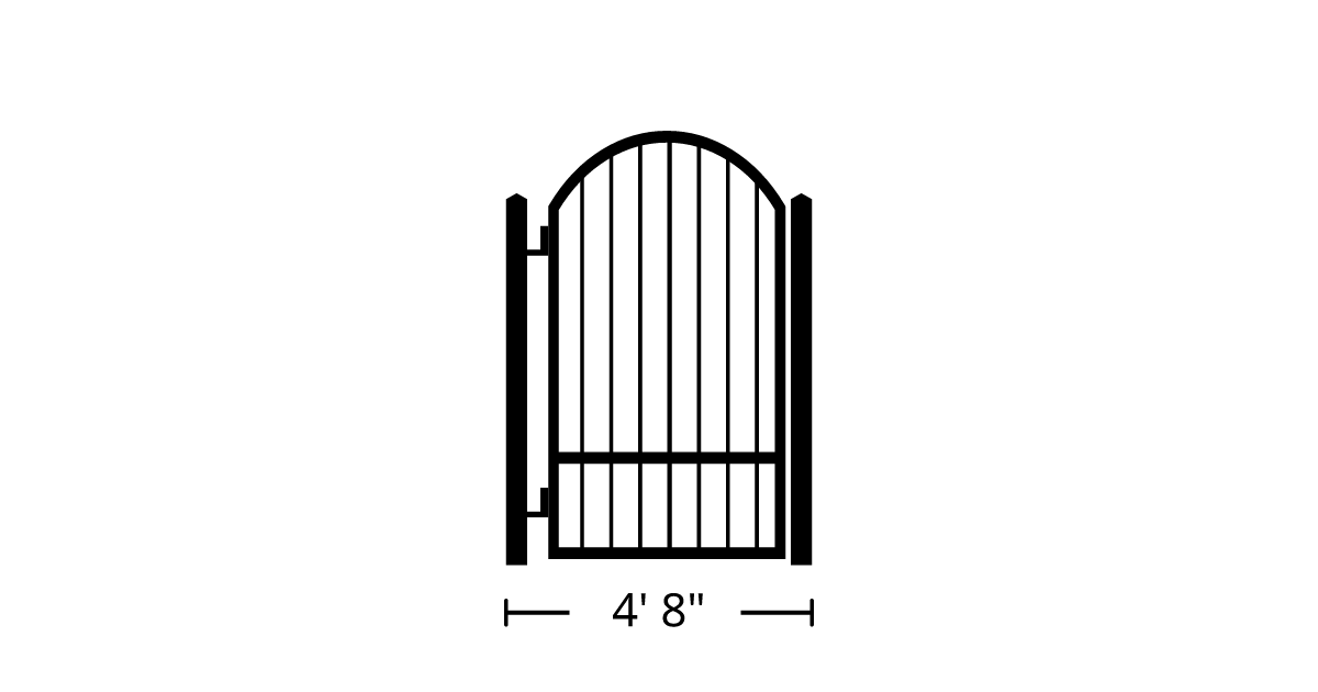 Gate | 4ft 8in Wide, Swing Kit, Solo Panel, Arch Style, Single Pickets ...