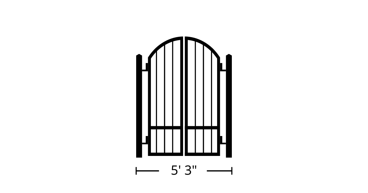 Gate | 5ft 3in Wide, Swing Kit, Dual Panels, Arch Style, Single Pickets ...