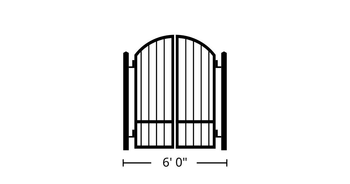 Gate | 6ft 0in Wide, Swing Kit, Dual Panels, Arch Style, Single Pickets, Manual Access ...